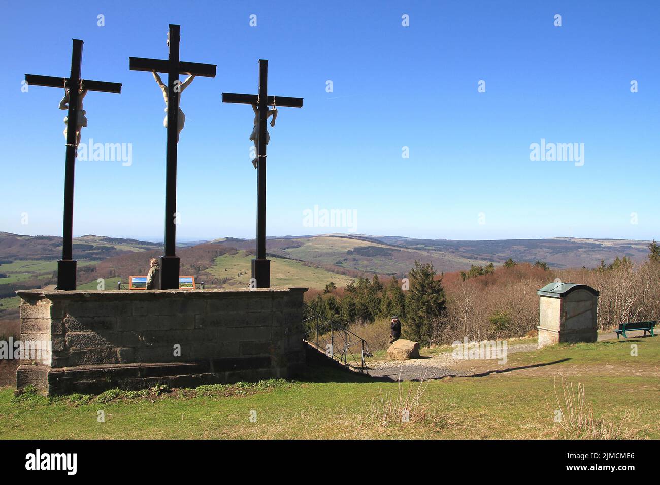Golgota crosses, Crucifixion group, Kreuzberg, Lower Franconia, Bavaria ...