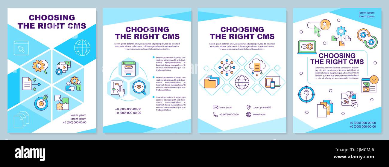 Choose right content management system cyan brochure template Stock ...