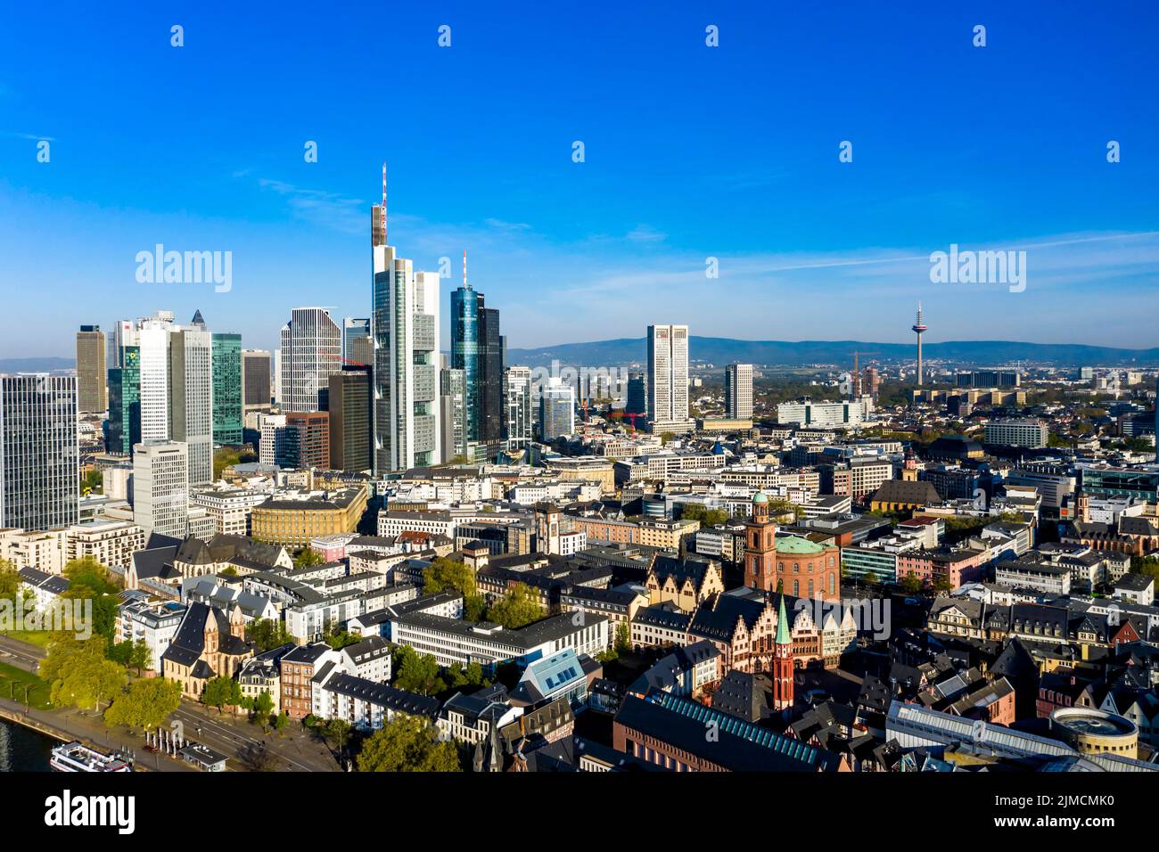 Aerial view, Frankfurt, skyline, with skyscrapers, Frankfurt am Main ...
