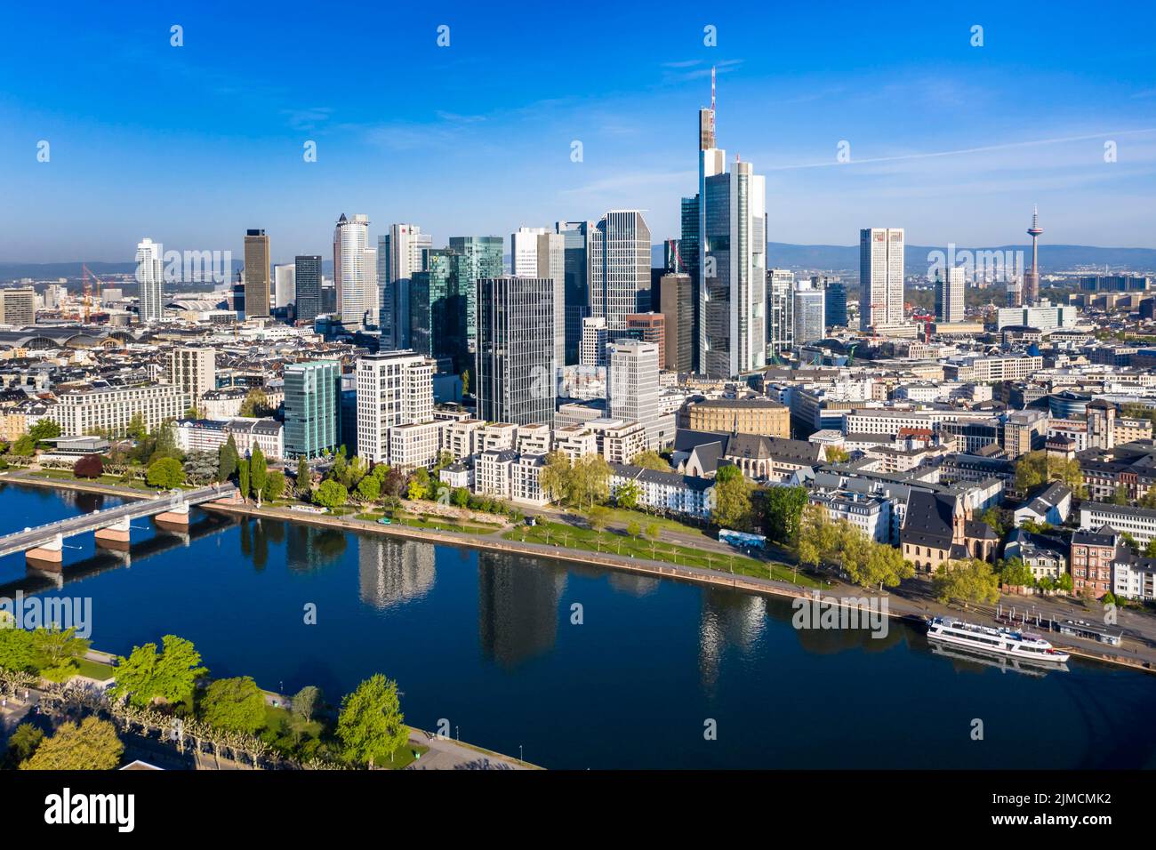 Aerial view, Frankfurt, skyline, with skyscrapers, Frankfurt am Main ...