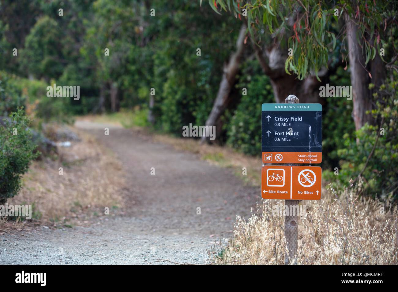 Hiking Trail Sign, Golden Gate Area, San Francisco, California, USA ...