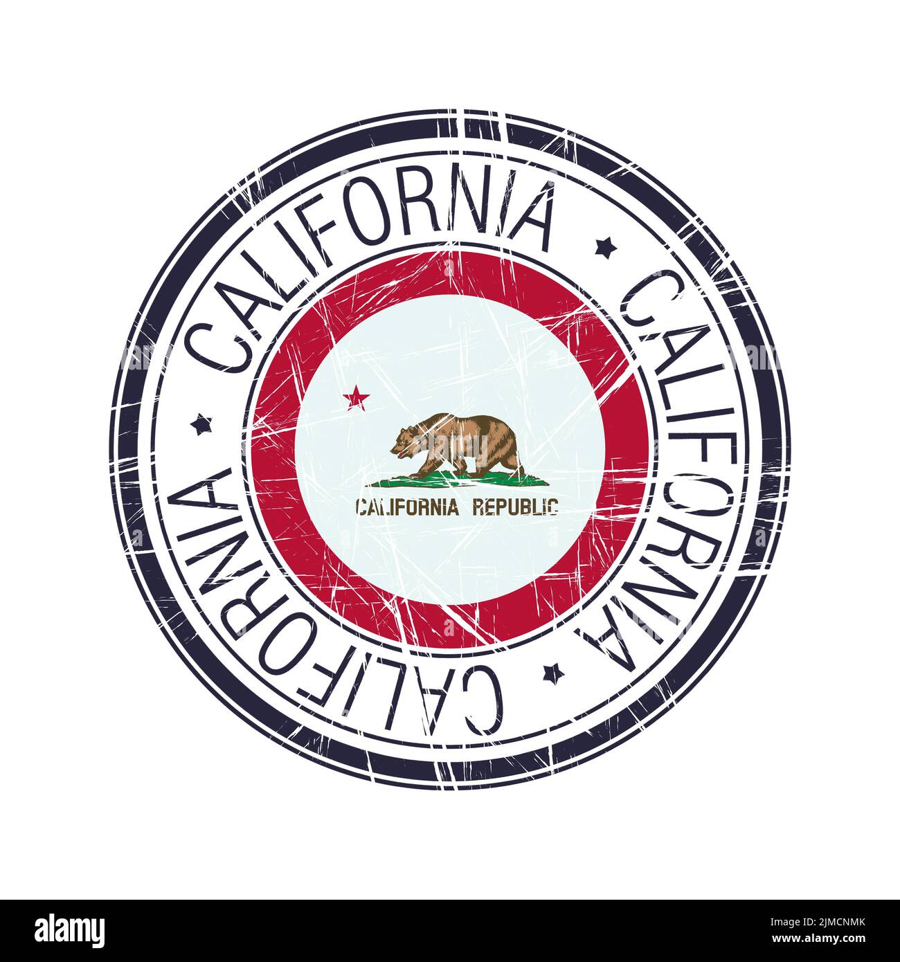 Great state of California postal rubber stamp, vector object over white ...