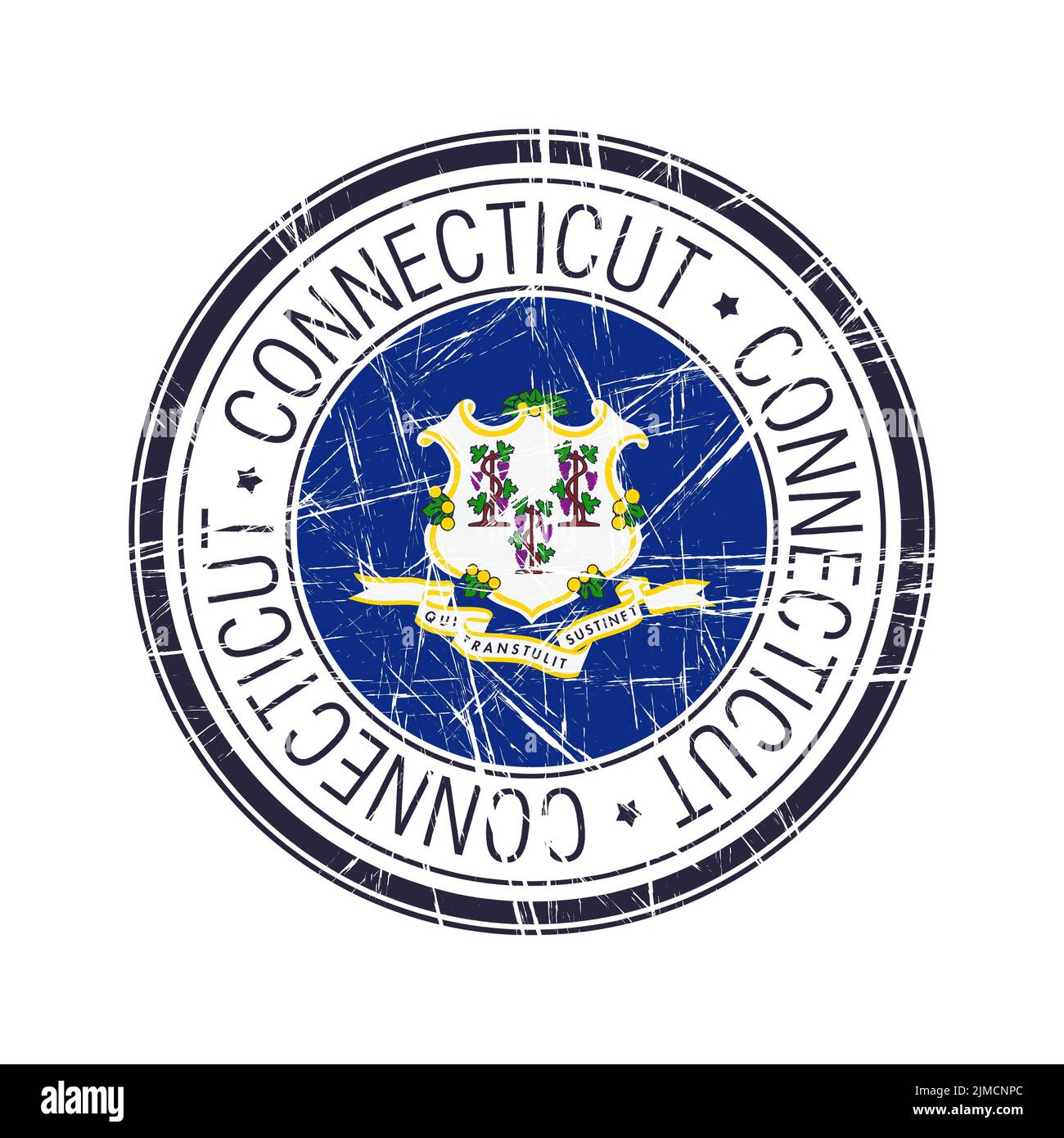 Great state of Connecticut postal rubber stamp, vector object over ...