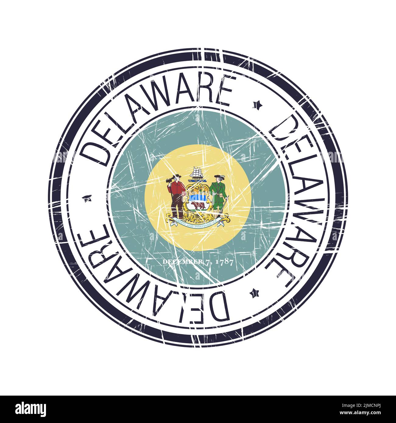 Great state of Delaware postal rubber stamp, vector object over white ...