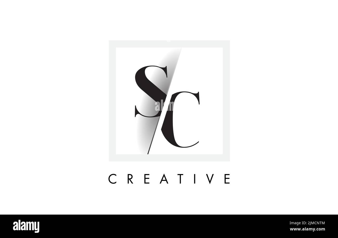 SC Letter Logo Design with Creative Intersected and Cutted Serif Font ...