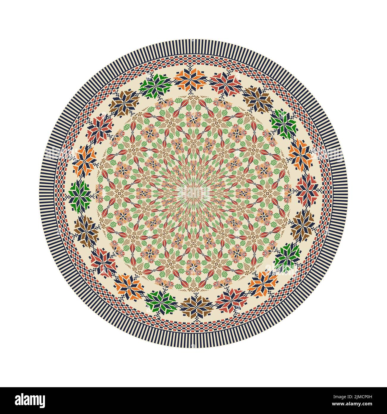 Circular pattern in traditional Palestinian style, vector design ...