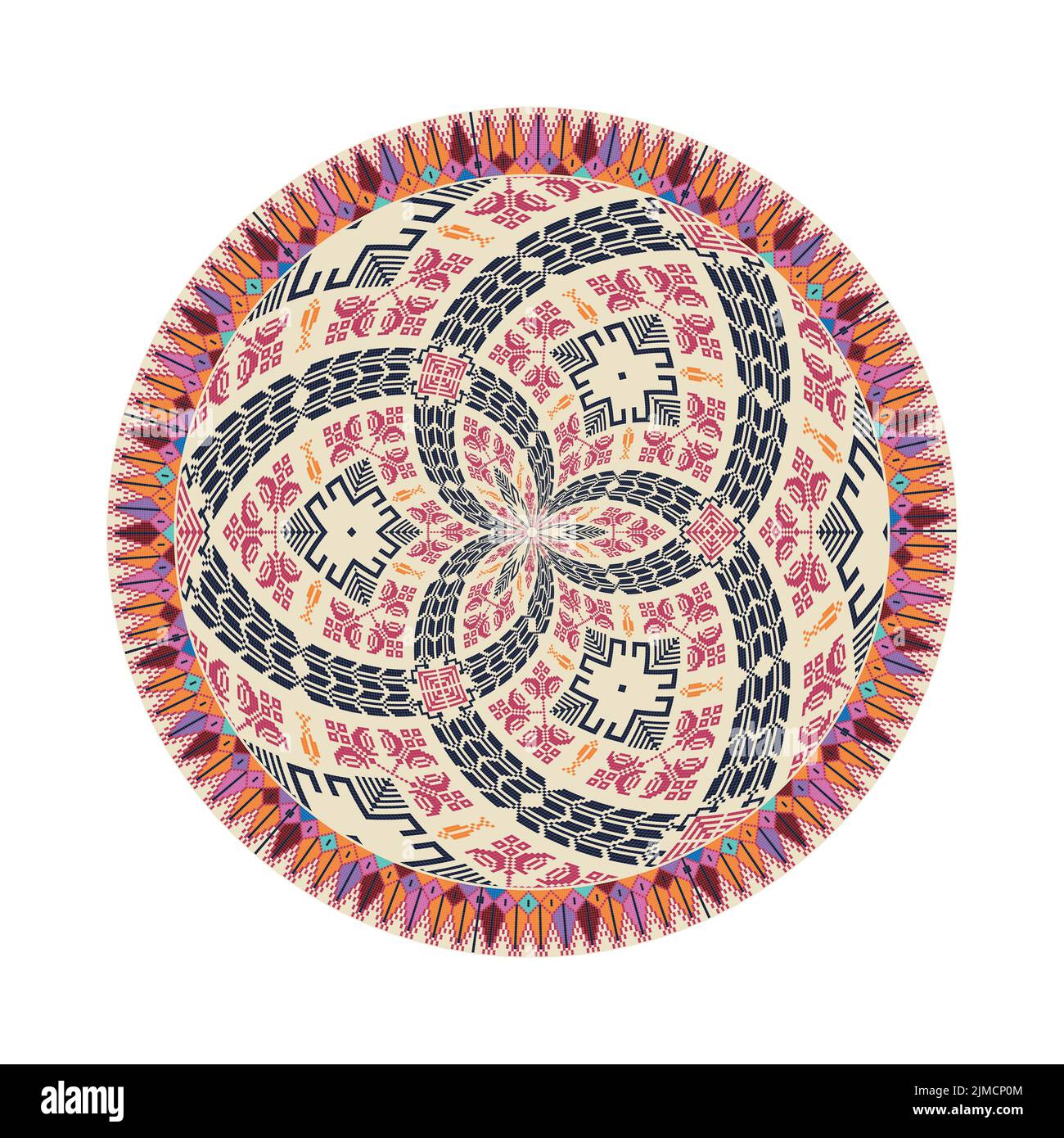 Circular pattern in traditional Palestinian style, vector design ...