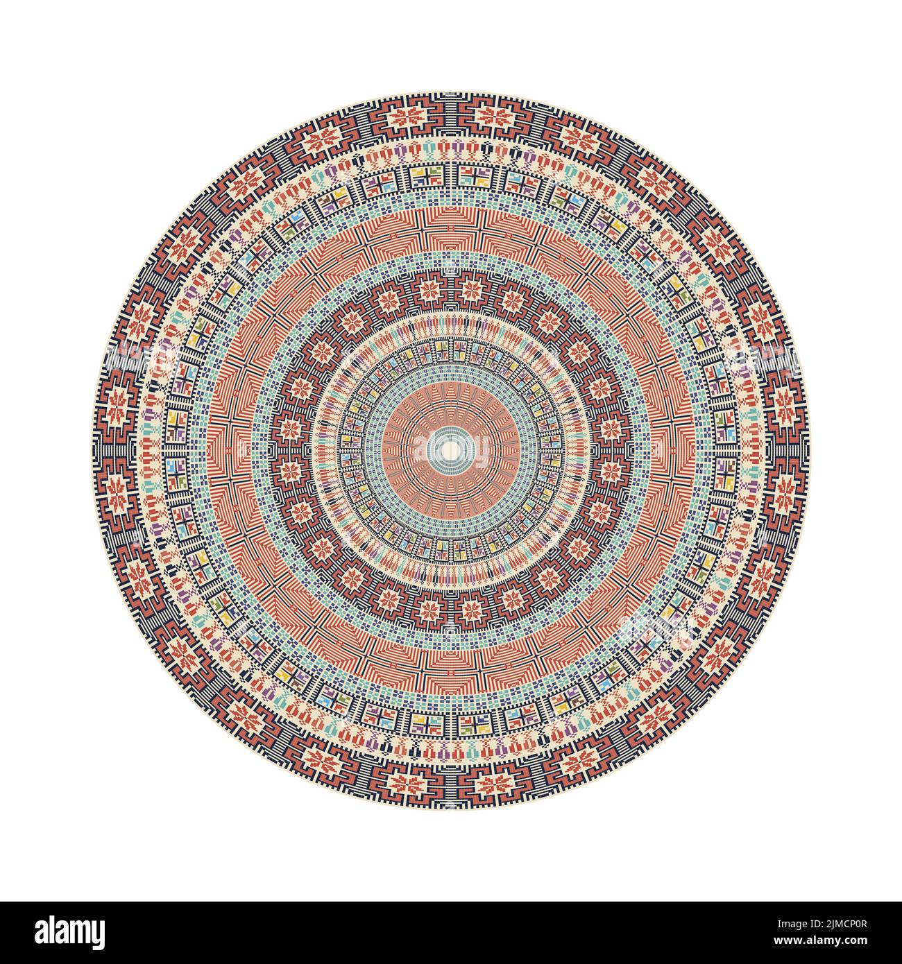Circular pattern in traditional Palestinian style, vector design ...