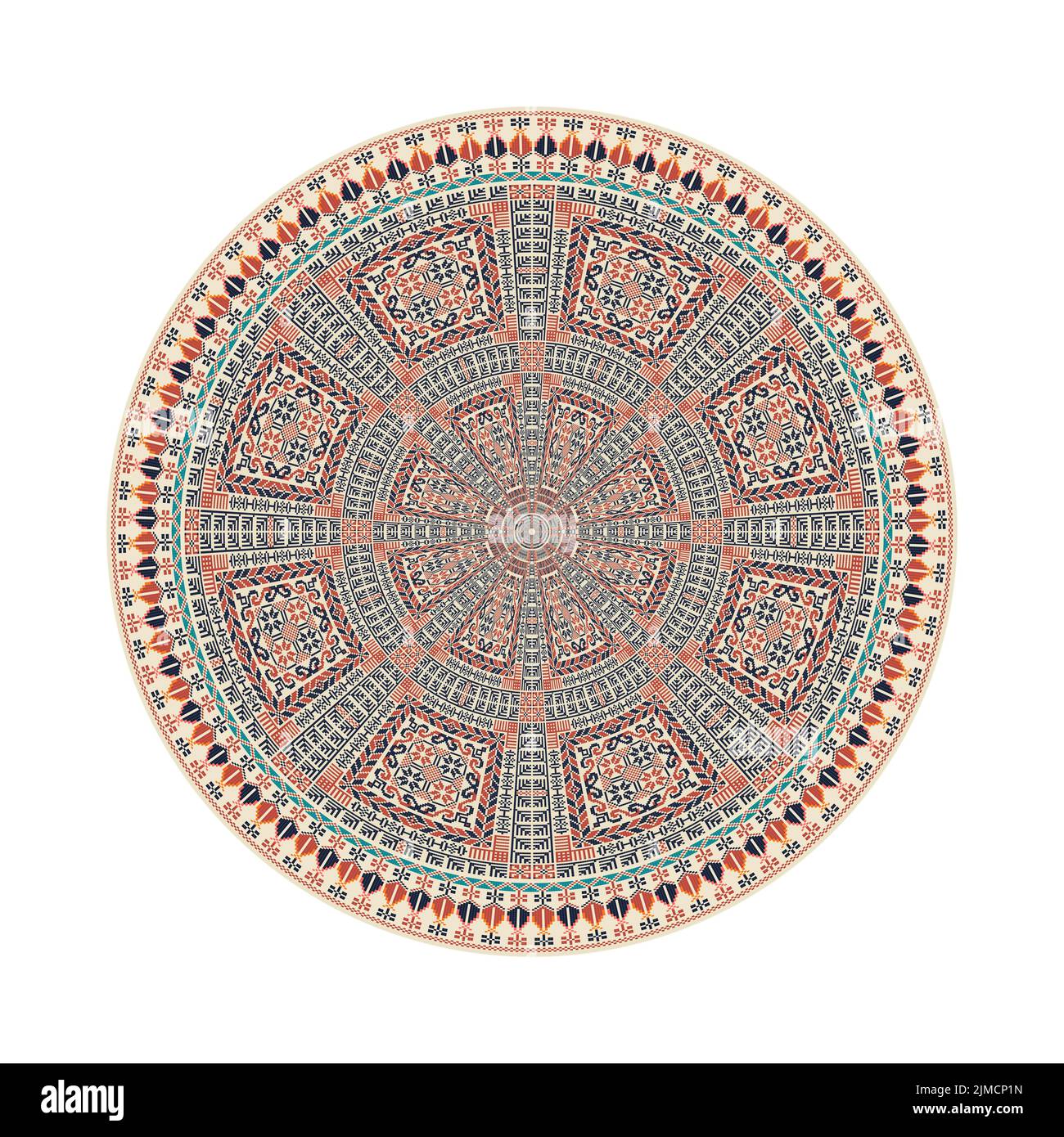 Circular pattern in traditional Palestinian style, vector design ...