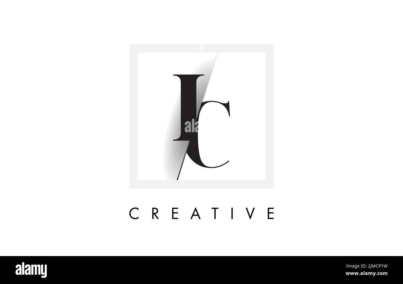 IC Letter Logo Design with Creative Intersected and Cutted Serif Font ...