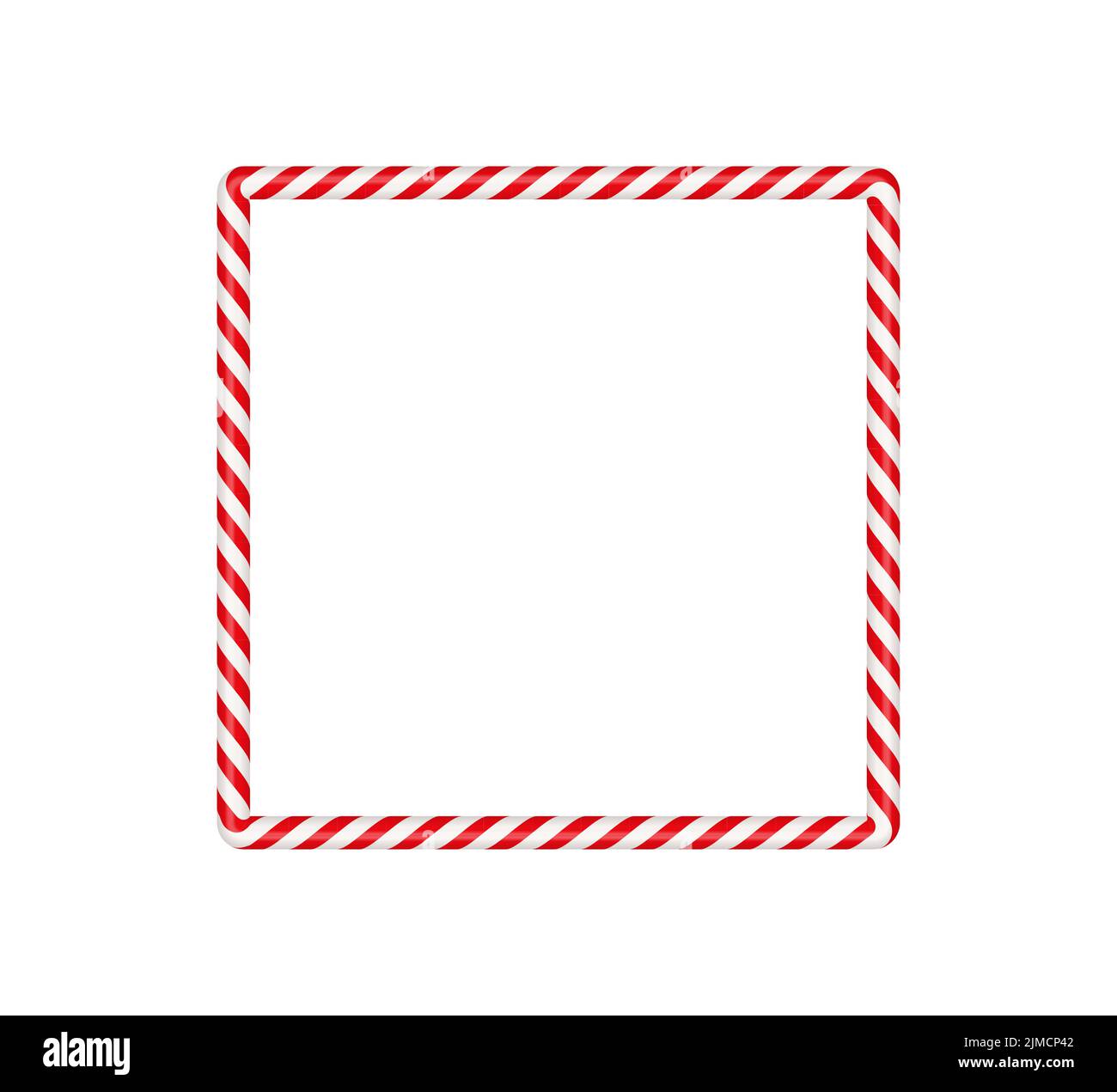 Christmas candy cane square frame with red and white striped. Xmas ...