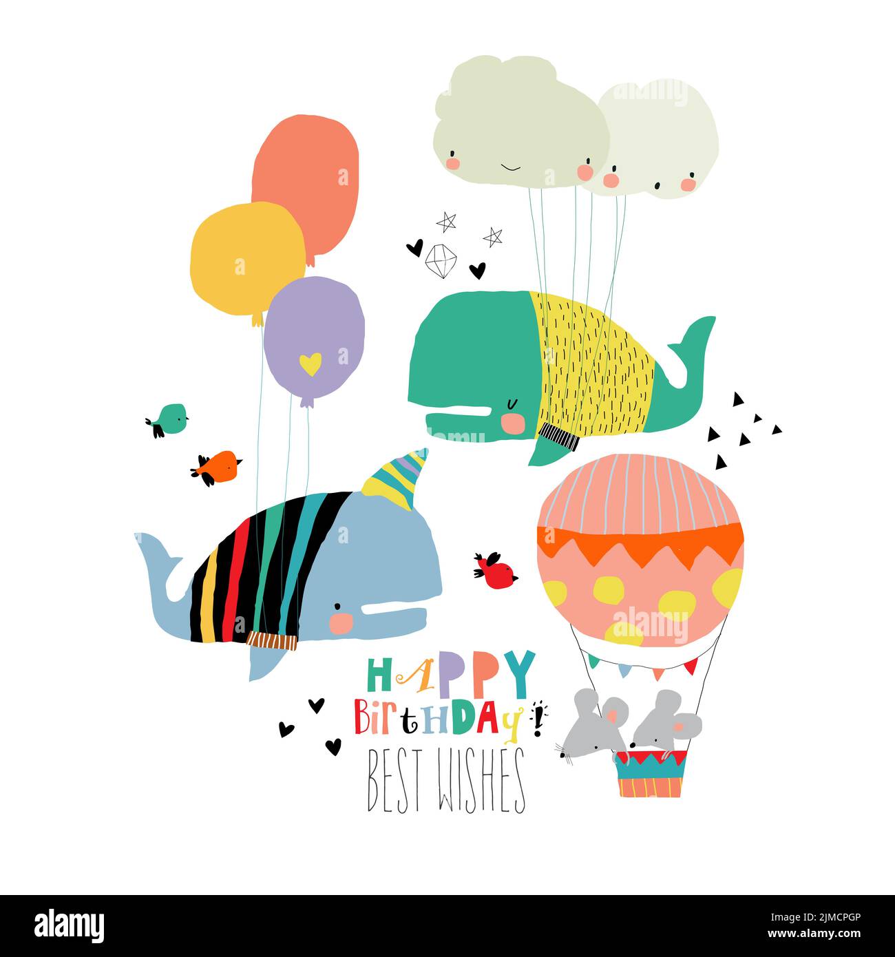 Happy birthday card cute whale hi-res stock photography and images - Alamy