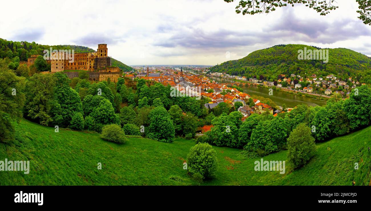 Panoramic skyline aerial view of Heidelberg city, Baden-Wurttemberg ...