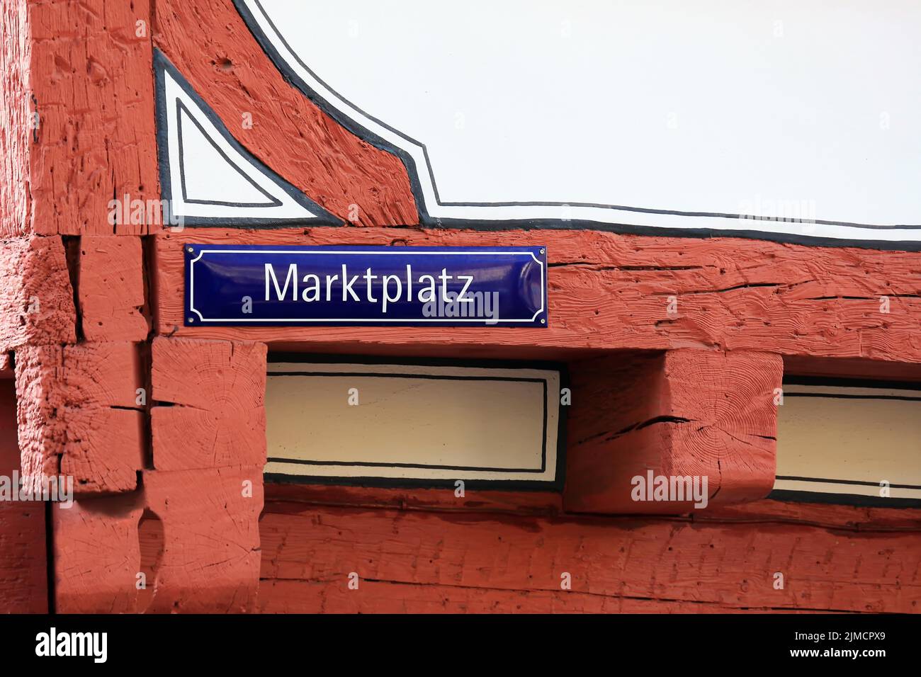 The street sign from the market square in Bad Saulgau. Sigmaringen ...