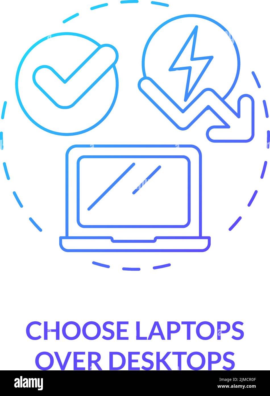 Choose laptops over desktops blue gradient concept icon Stock Vector ...