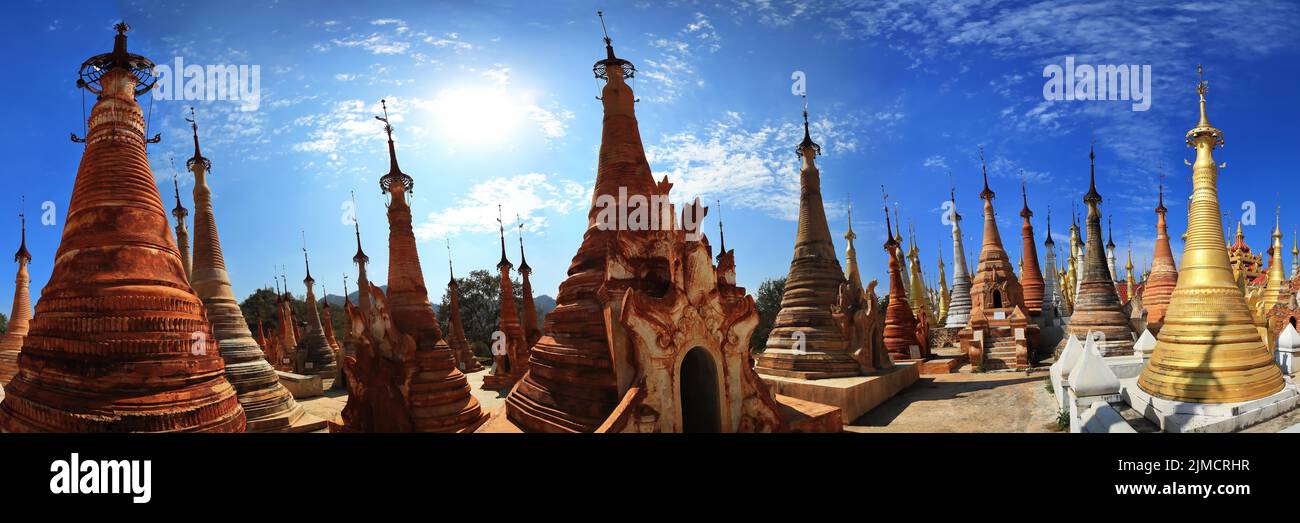 Shwe Inn Dein Pagoda. Indein, Shan State, Myanmar Stock Photo - Alamy