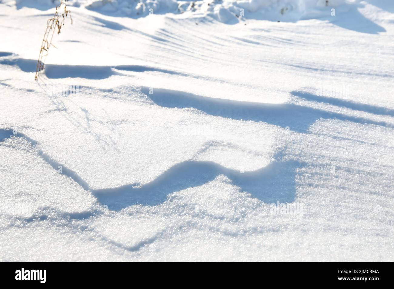 Snow drifts caused by wind from powder snow look like dunes and form ...