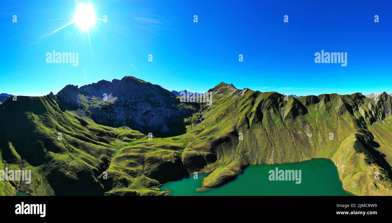 The Schrecksee is a small high-mountain lake with an impressive ...