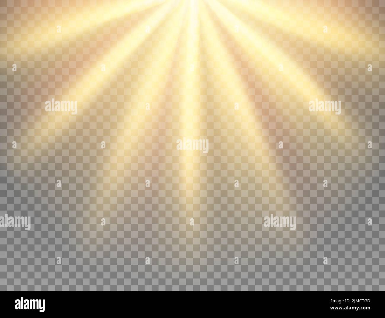 Sun light rays on transparent background, sunlight flares and sunbeams ...