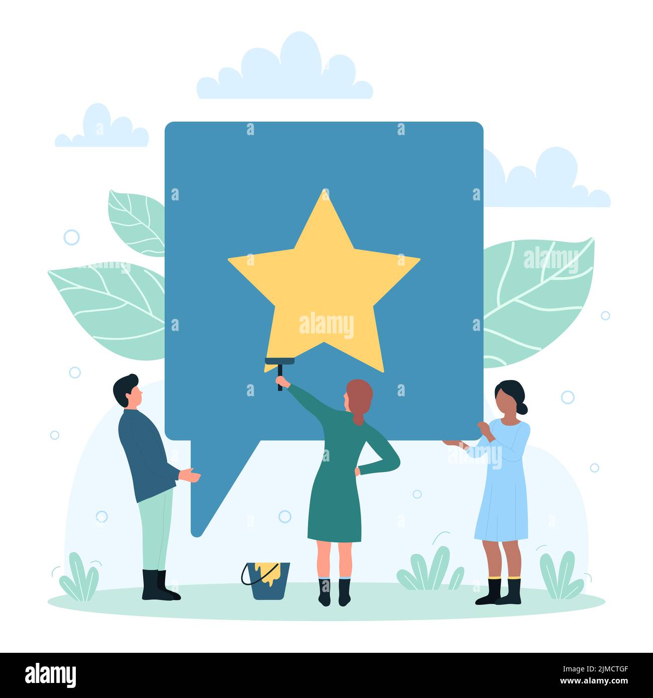 Best evaluation of product quality. Cartoon tiny people add winning ...