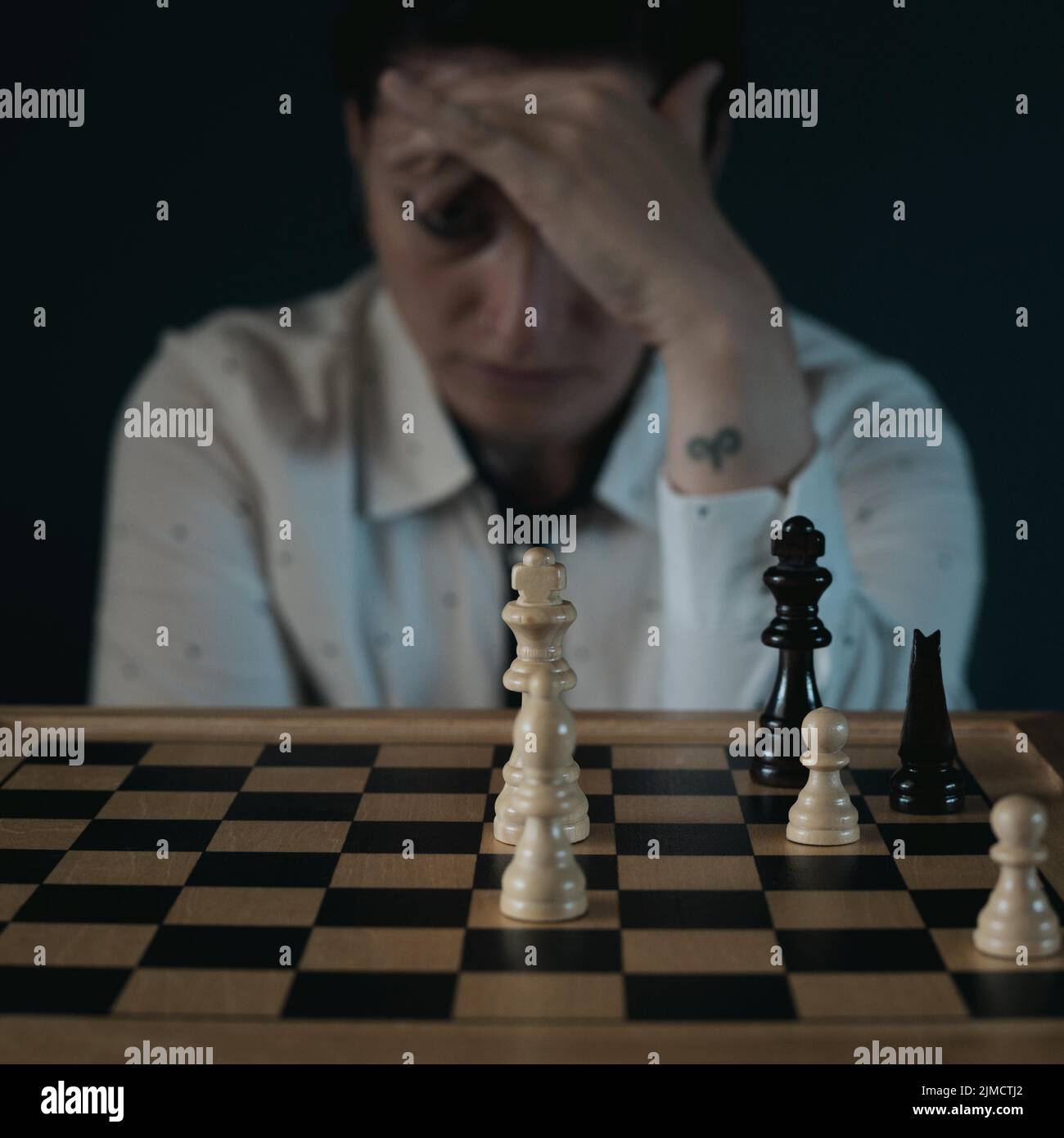 Symbol image, desperation, success, confusion, strategy, woman with a ...