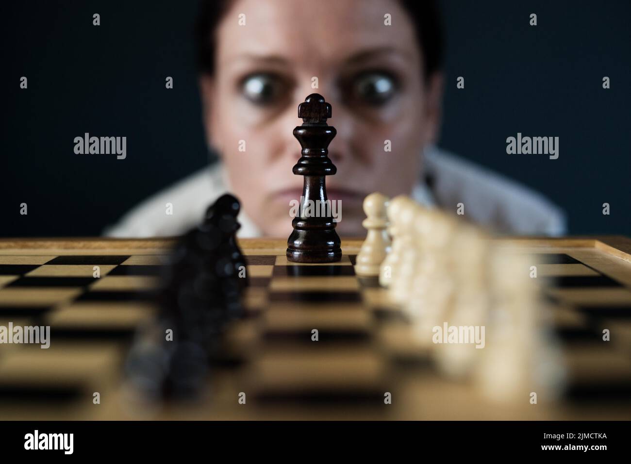 Symbol image, desperation, success, confusion, strategy, woman with a ...