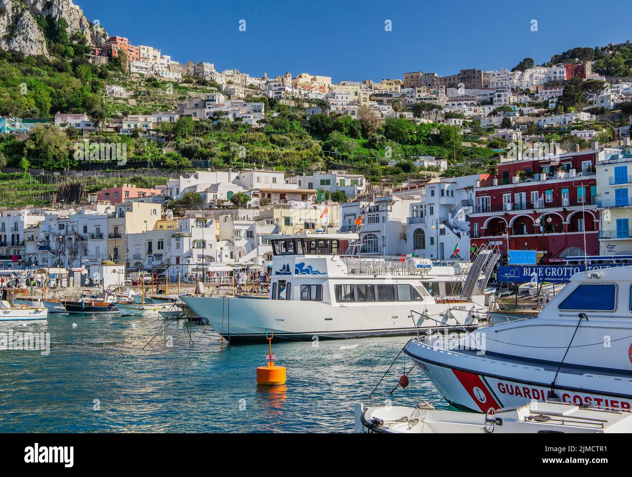 Marina Grande harbour bay with town view, Capri, Gulf of Naples ...