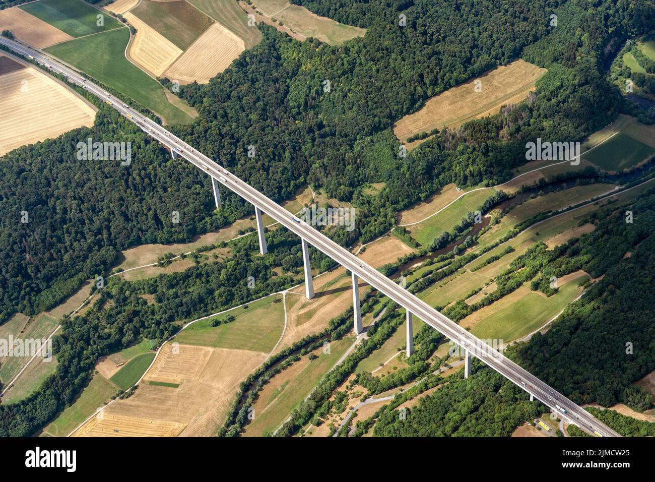 Aerial view of the Kocher Valley Bridge, Geislingen, Kocher, Braunsbach ...