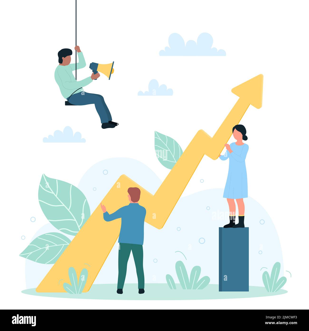 Graph arrow of stock market growing up vector illustration. Cartoon ...