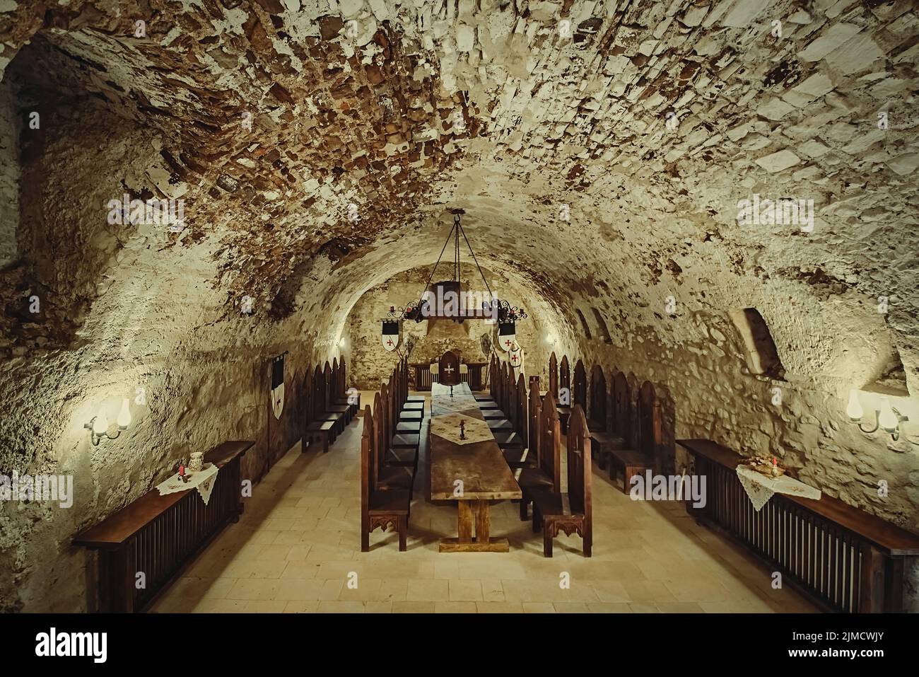 Knight's Hall in old citadel Stock Photo - Alamy