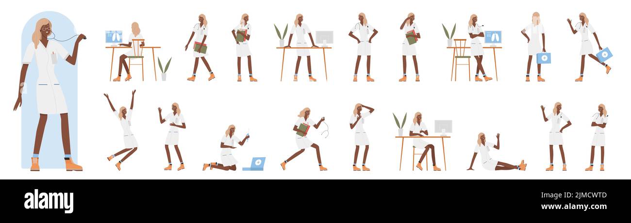 Set young women sitting Cut Out Stock Images & Pictures - Alamy