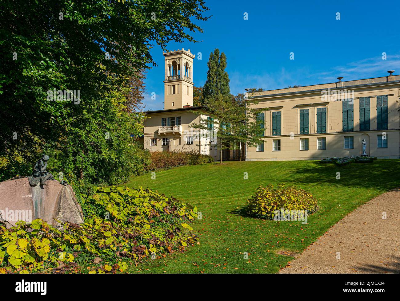 Glienicke Palace Park with monastery, palace and roundabout, Berlin ...