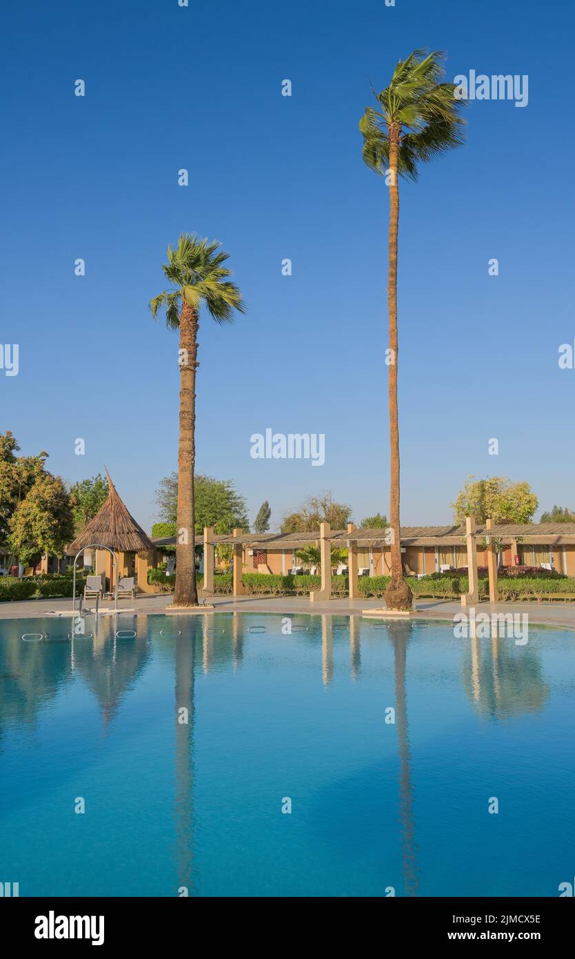Swimming pool, Jolie Ville hotel complex, Kings Island, Luxor, Egypt ...