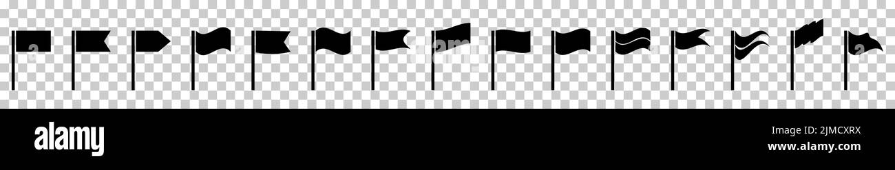 Silhouette set icon flag. Vector illustration isolated on transparent ...