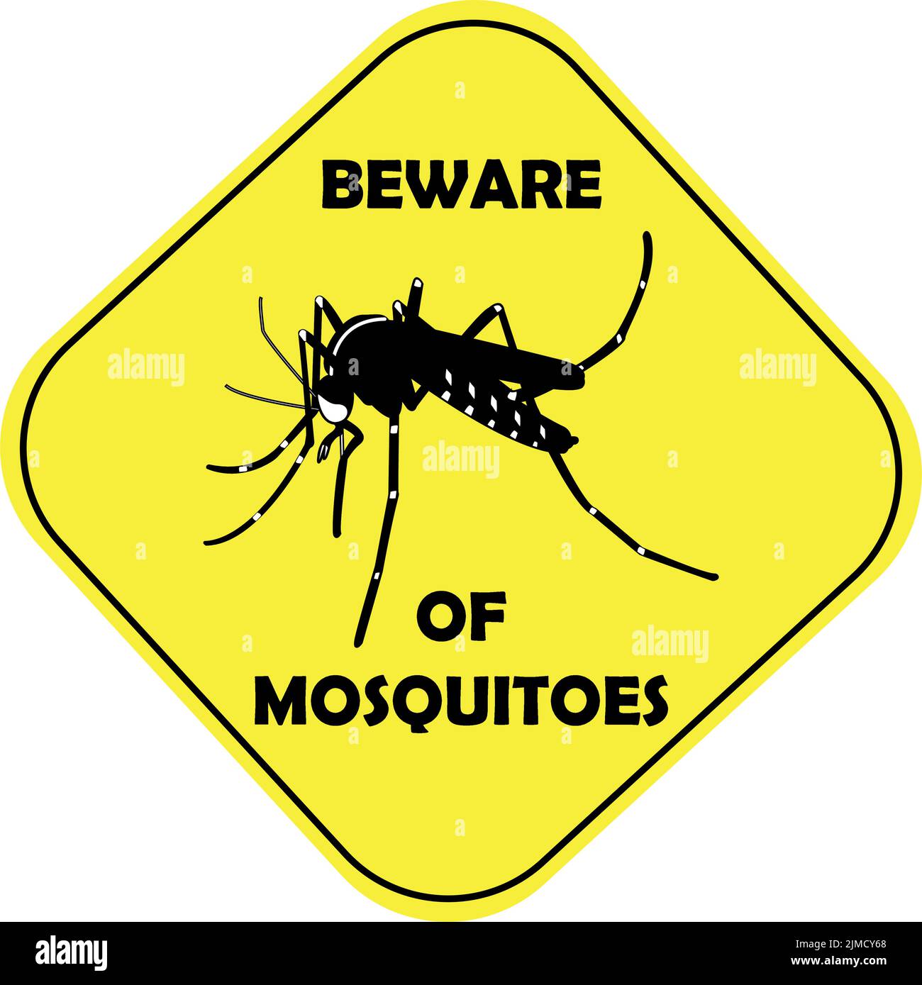 Mosquito in a danger signal, virus bearer. Arbovirures. Asian tiger ...