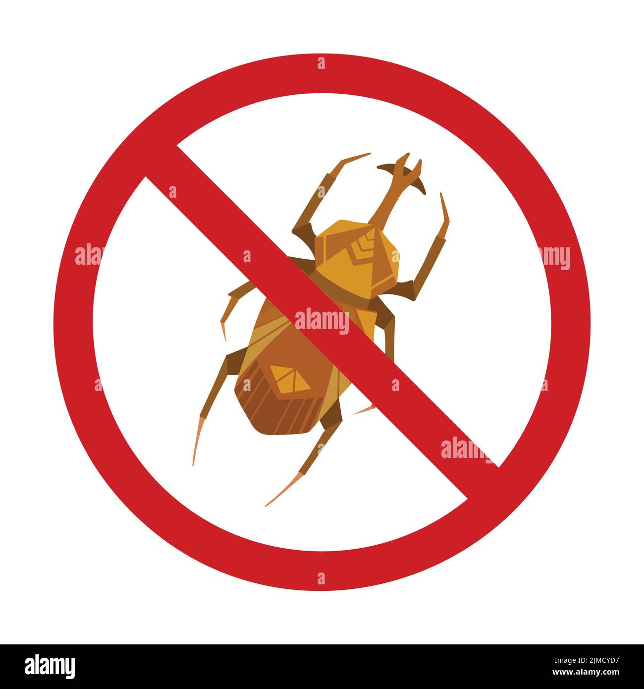 Vector forbidden sign with geometric stag beetle. Do not kill rare ...