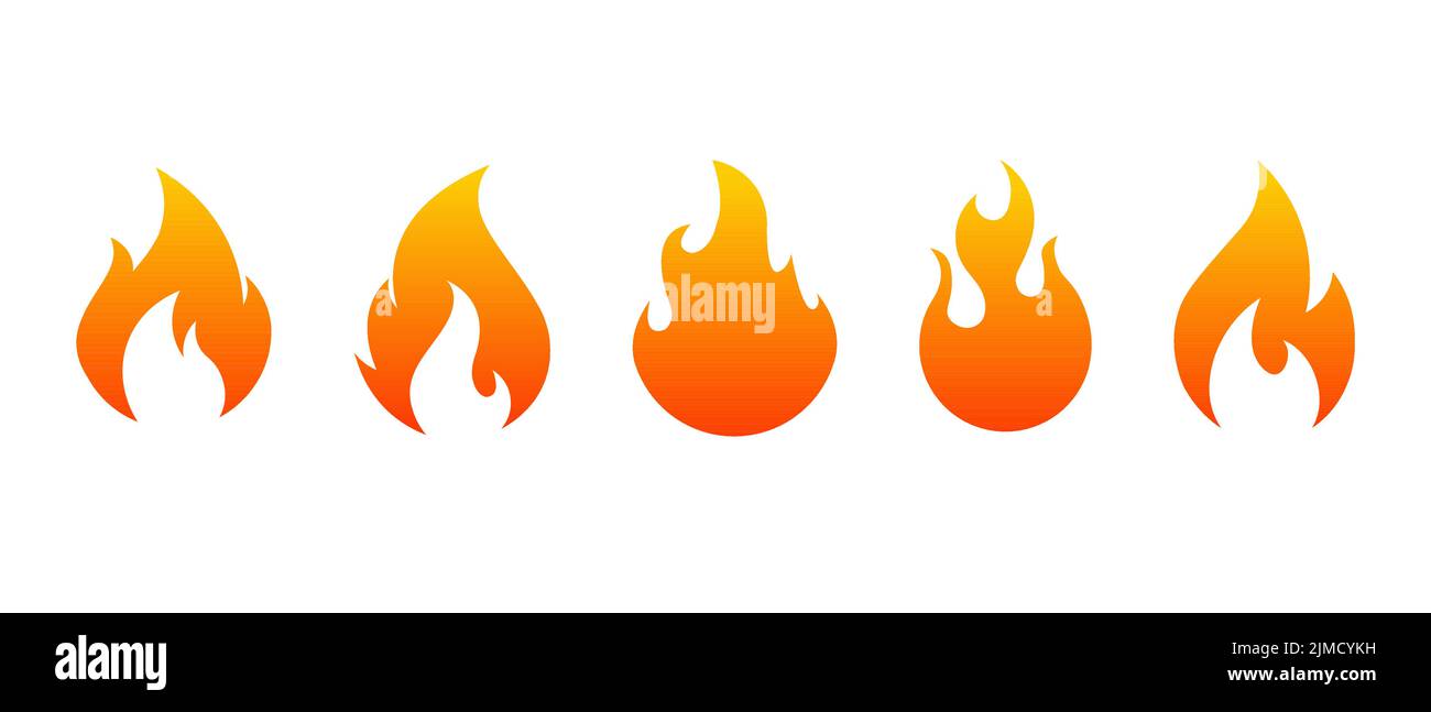 Fire flame vector icon set. Color bonfire symbol collection Stock ...