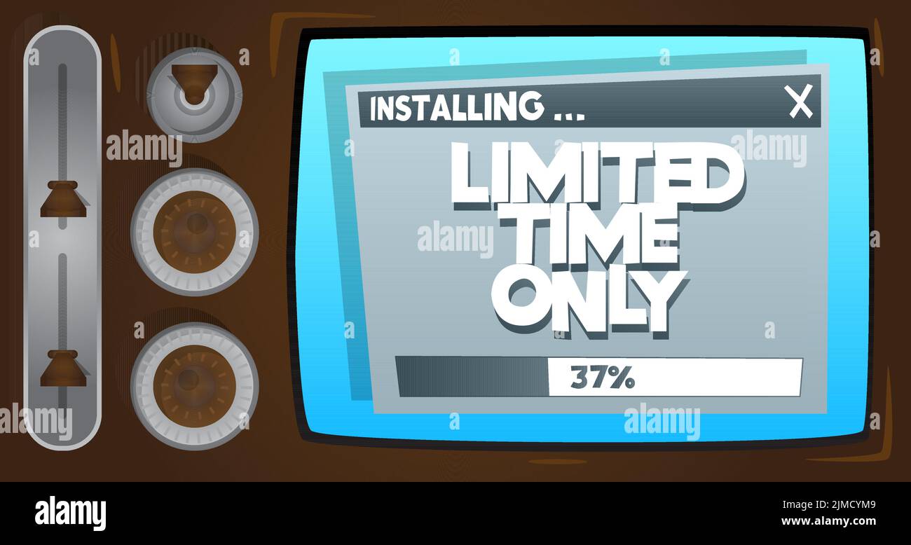 Cartoon Computer With the word Limited Time Only. Message of a screen ...