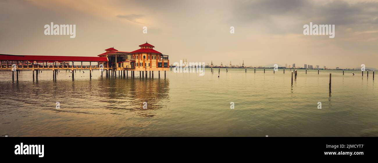 Penang coastline at sunset time. Panorama Stock Photo - Alamy