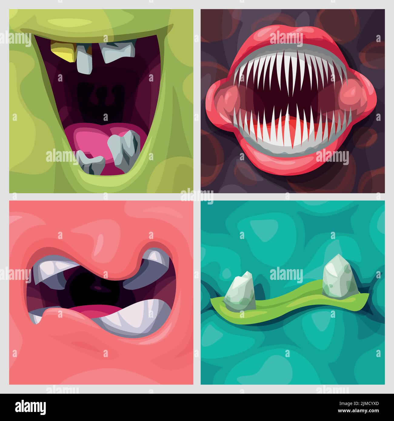 cartoon various colorful monster mouths in set Stock Vector Image & Art - Alamy