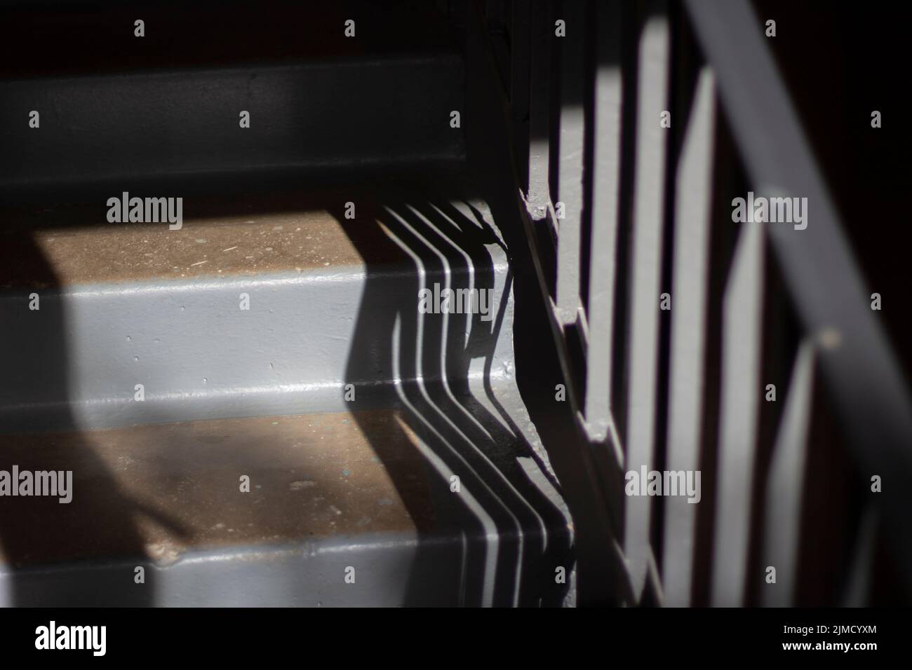 Stairs inside the house. Steps made of concrete. Details of the ...