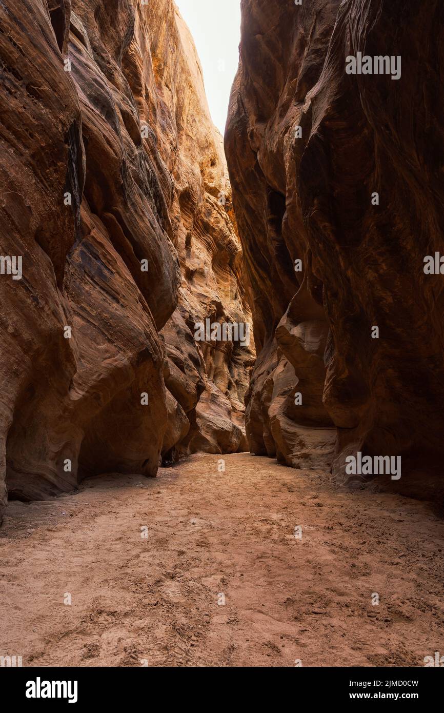 Dry path through narrow Buckskin Gulch Canyon in Utah, USA Stock Photo ...