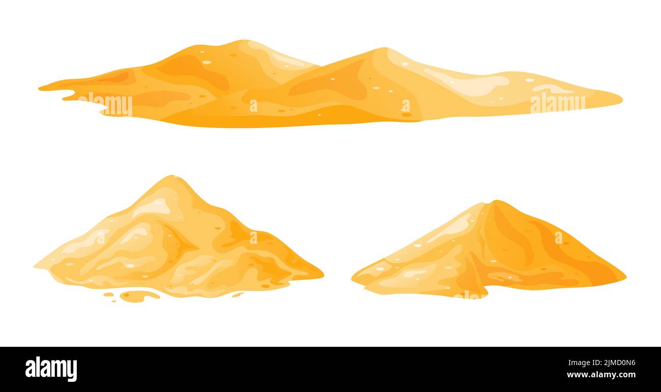 Pile of sand in cartoon, sandy dune in desert or at beach. Heap of ...