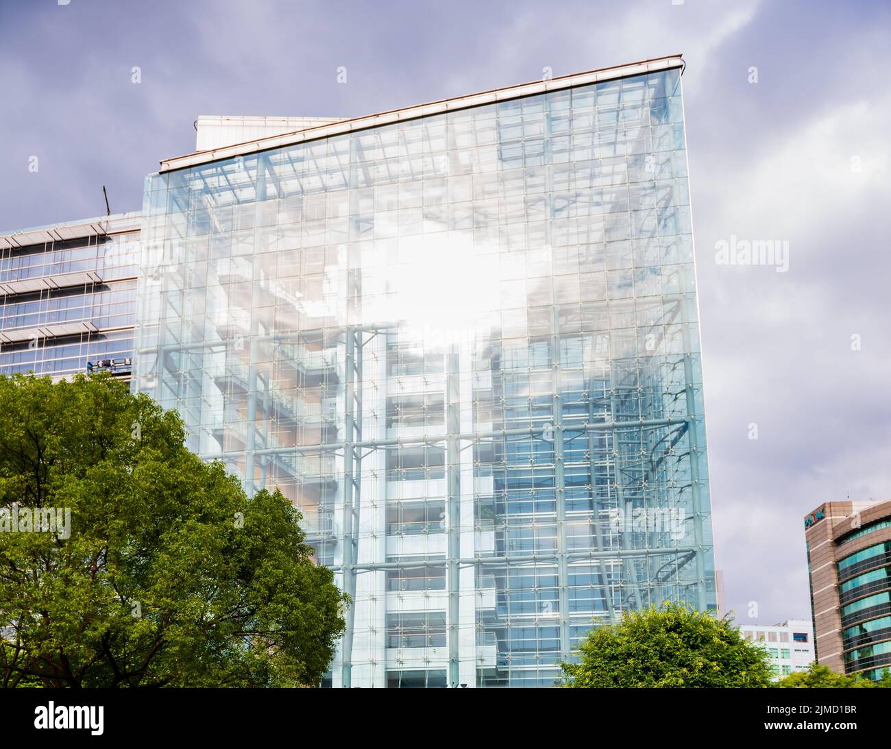 Architectural background of a modern high-rise building with a clear ...