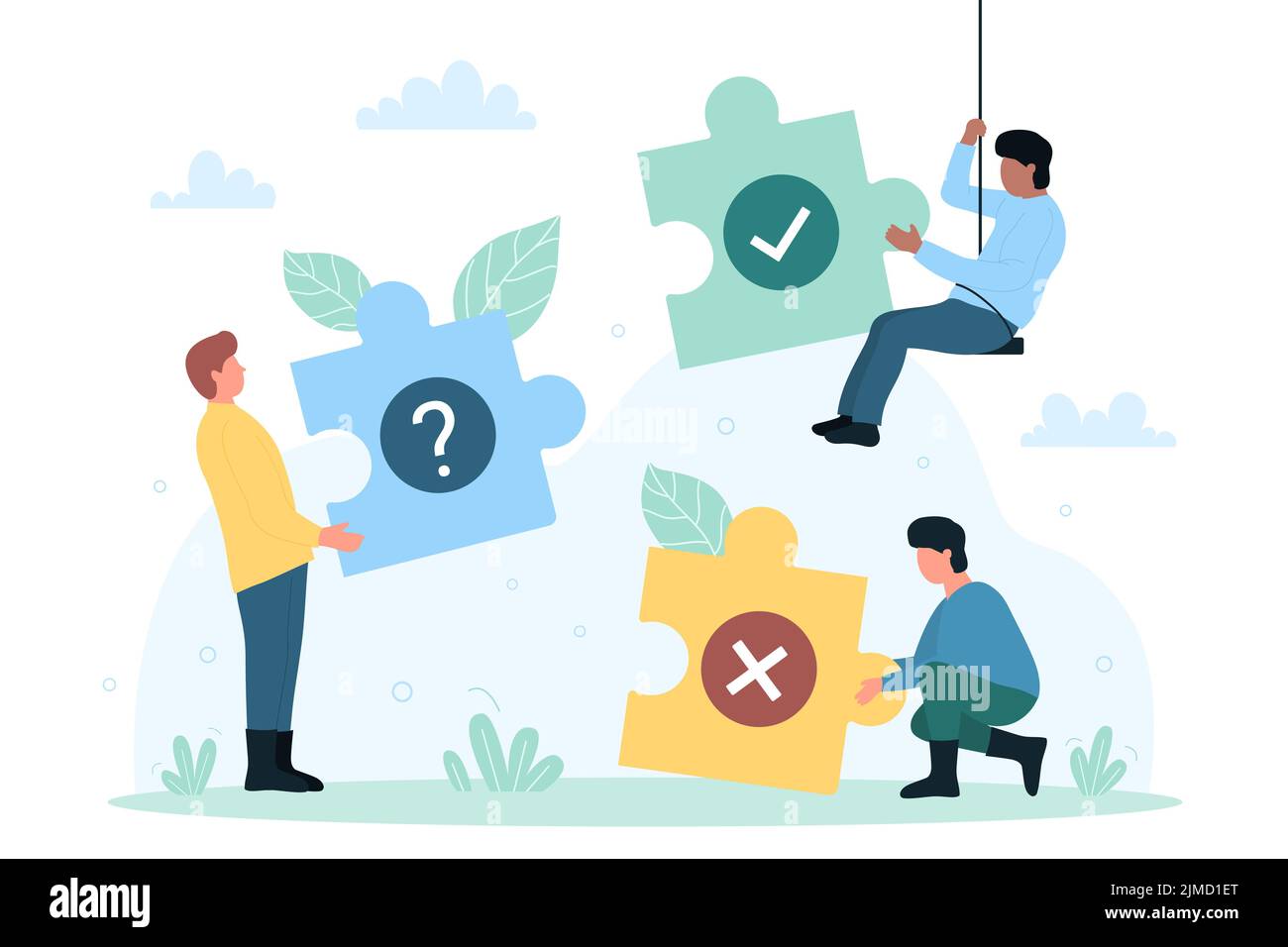 Teamwork, partnership and business solution vector illustration ...