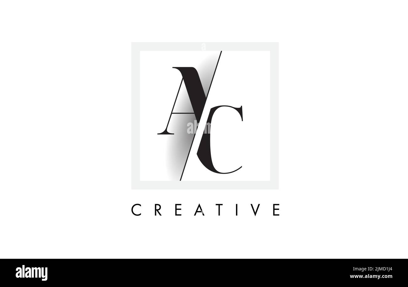 AC Letter Logo Design with Creative Intersected and Cutted Serif Font ...