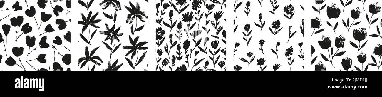 Brushstroke flowers Stock Vector Images - Alamy