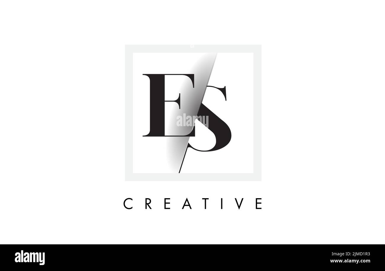 ES Letter Logo Design with Creative Intersected and Cutted Serif Font ...