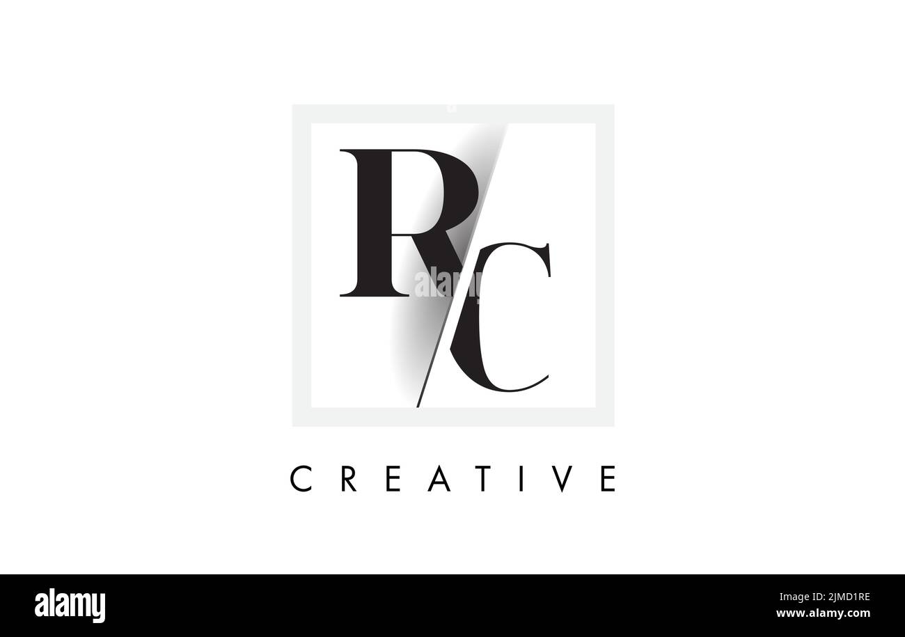 RC Letter Logo Design with Creative Intersected and Cutted Serif Font ...