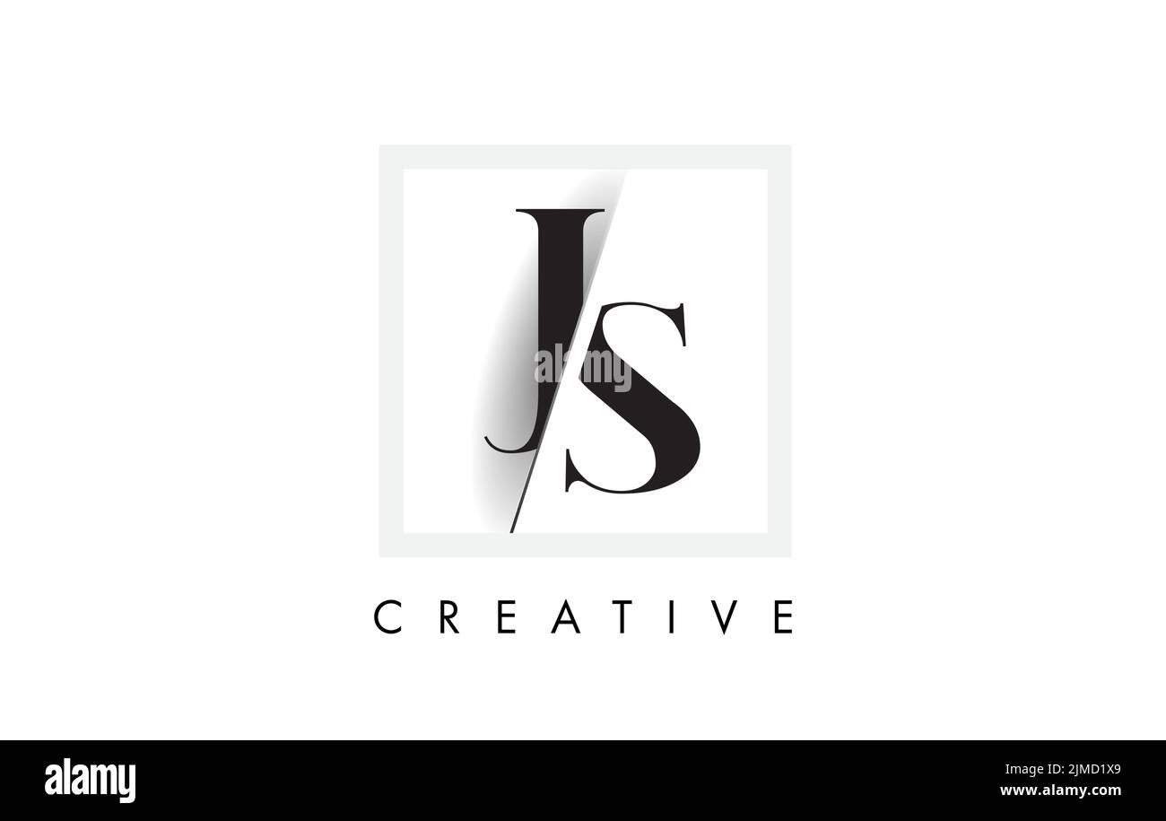 JS Letter Logo Design with Creative Intersected and Cutted Serif Font ...